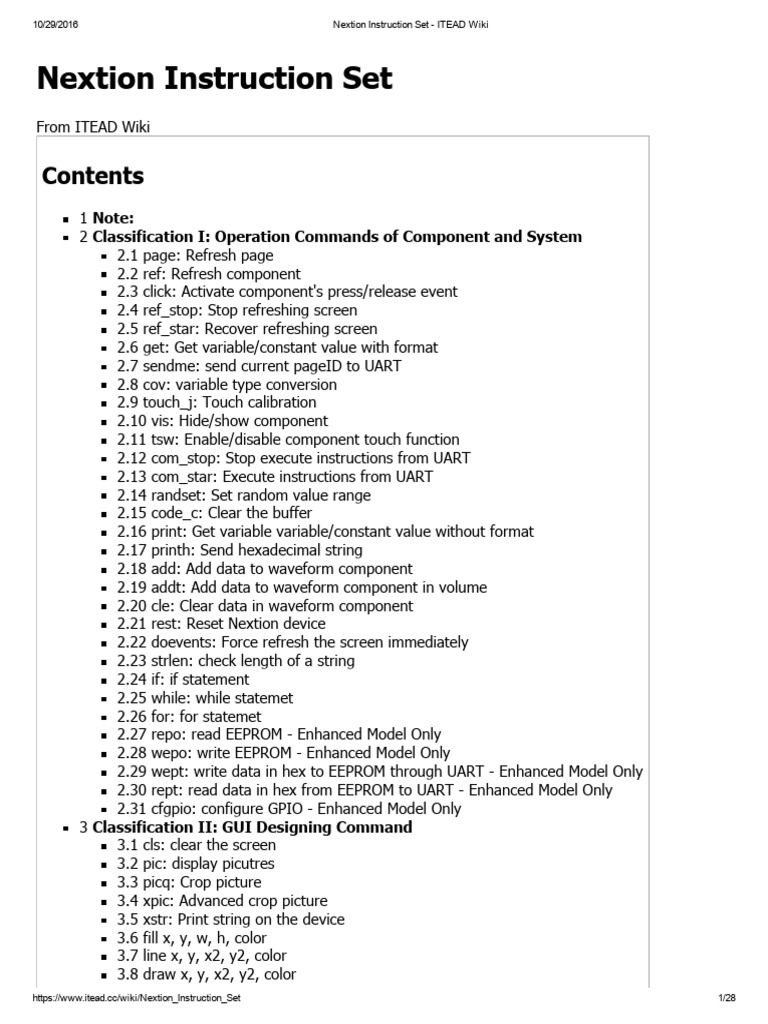 Nextion Instruction Set - ITEAD Wiki | PDF | String (Computer Science) | Parameter (Computer ...