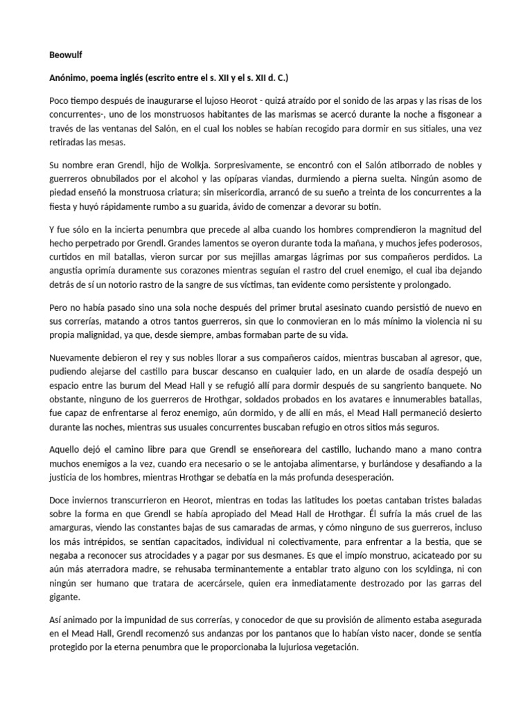 Guia 8vo Beowulf | PDF | Beowulf