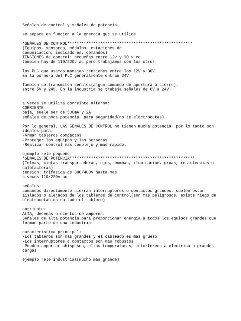 Señales de Control y Potencia en Industria | PDF