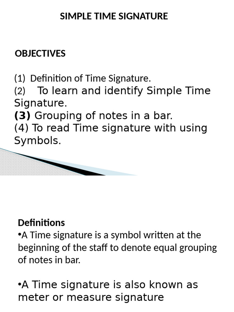 Simple Time Signature Objectives | PDF