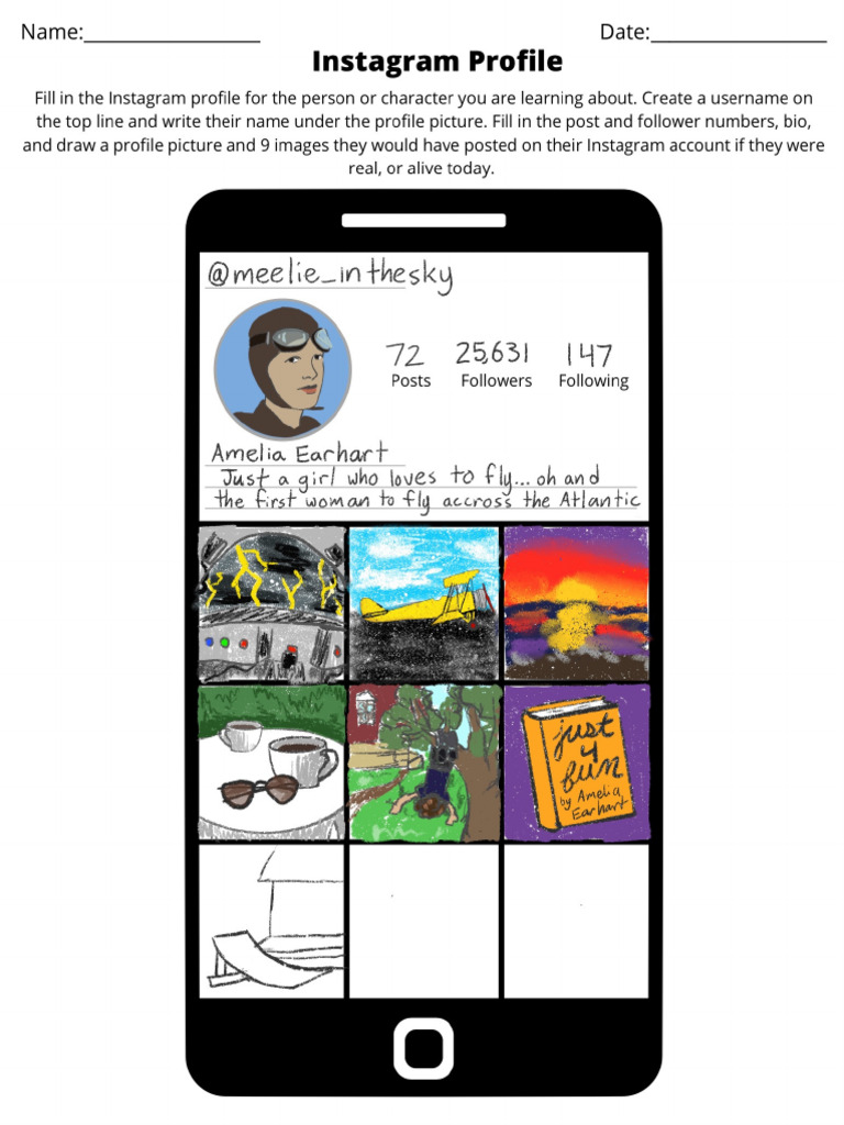 InstagramTemplatesforEndofYearCharacterStudiesBiographyProjectetc 1 | PDF