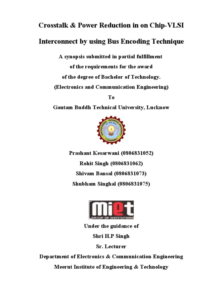 Crosstalk & Power Reduction in On Chip-VLSI Interconnect by Using Bus Encoding Technique | PDF ...