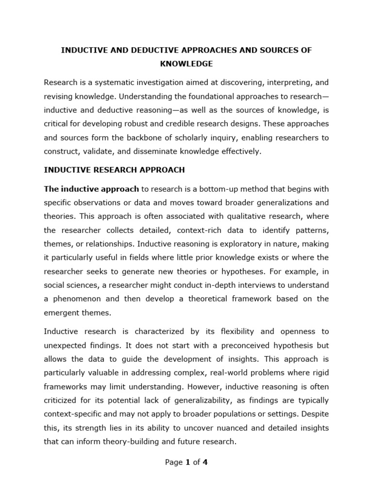 Xkiu-Inductive and Deductive Approaches and Sources of Knowledge-presentation | PDF | Scientific ...