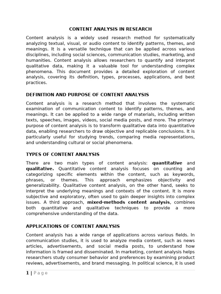 Xcontent Analysis in Research | PDF | Data Analysis | Qualitative Research