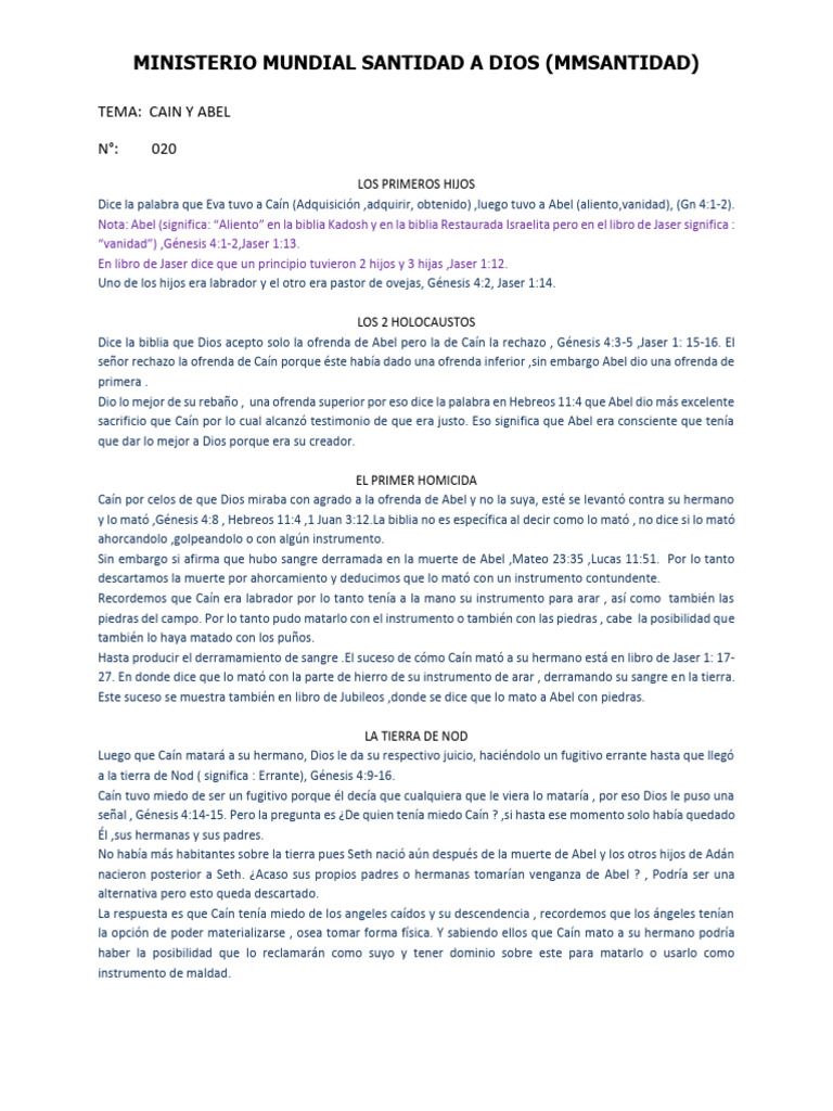 020 Cain y Abel | PDF | Contenido bíblico | Creencia religiosa y doctrina