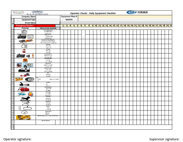 1) Daily Heavy Equipment Check List | PDF | Wheeled Vehicles | Land ...