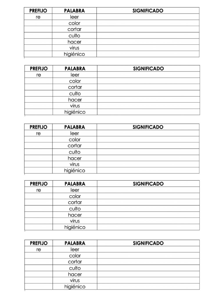 Ejercicio de Prefijos | PDF