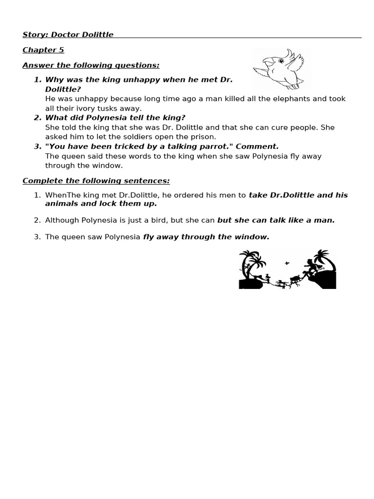 Doctor Dolittle: Chapter Questions & Answers | PDF
