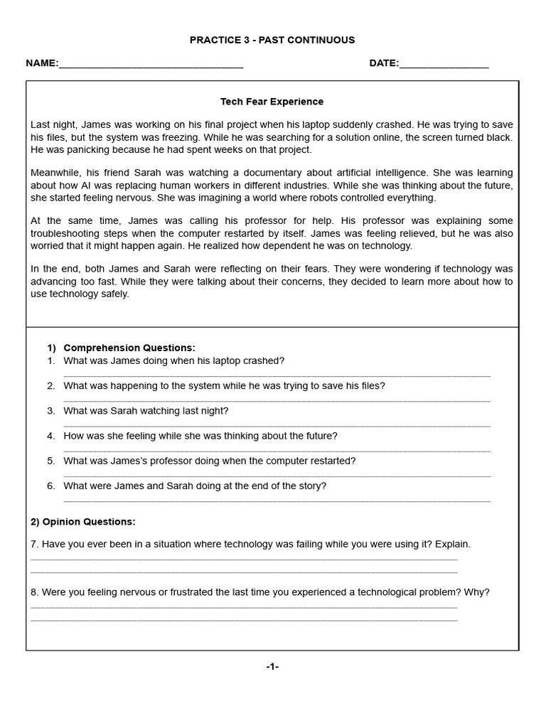 Past Continuous Practice Exercises | PDF | Artificial Intelligence ...