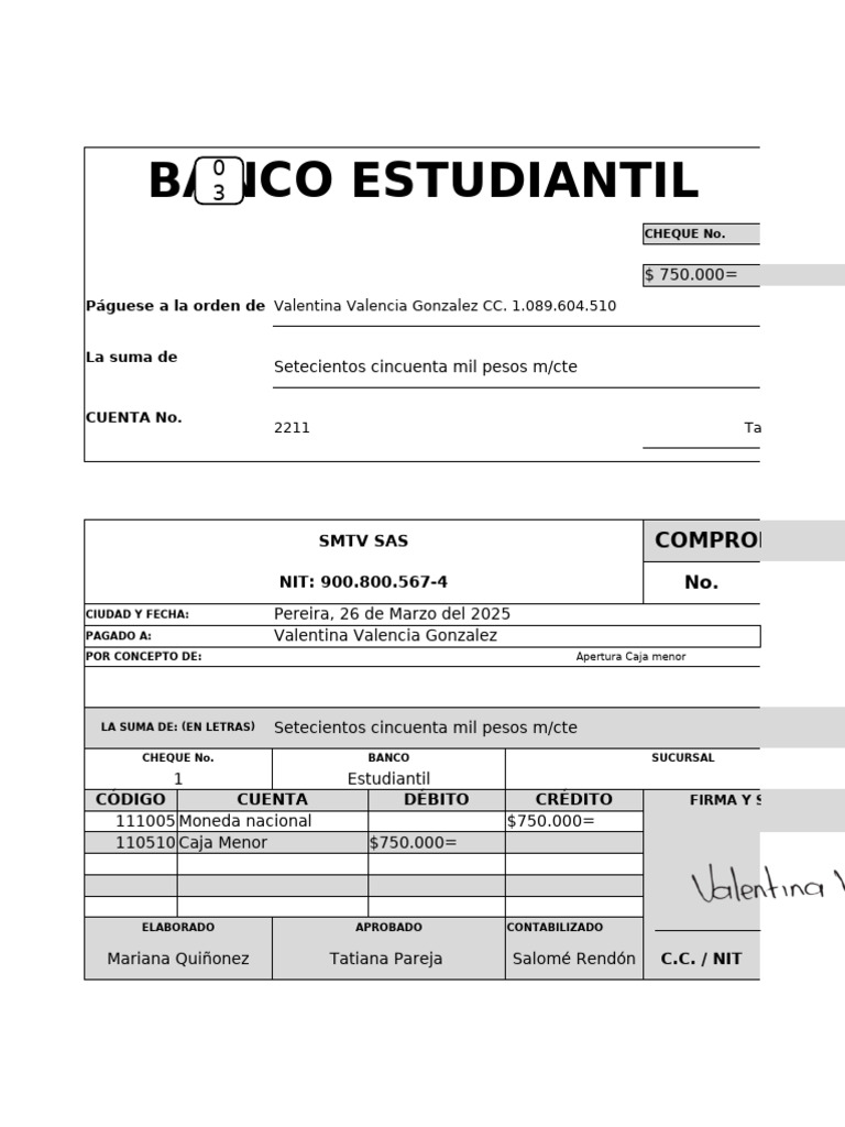 Cheque y Comprobante | PDF