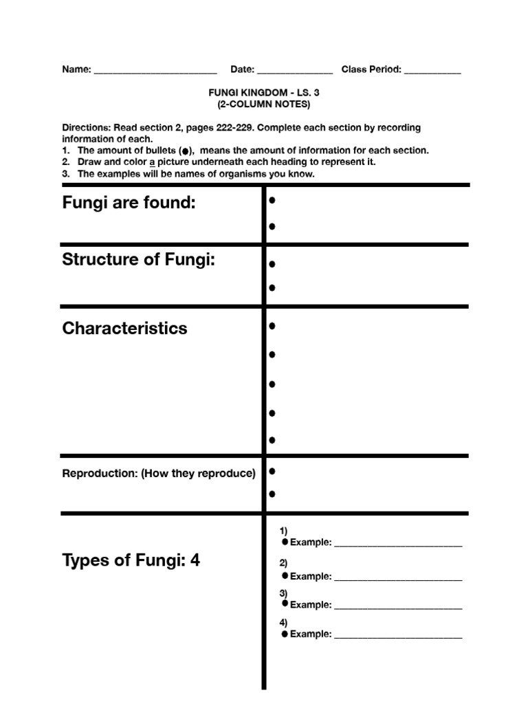 Fungi Kingdom - LS. 3 (2 Column Notes) | PDF