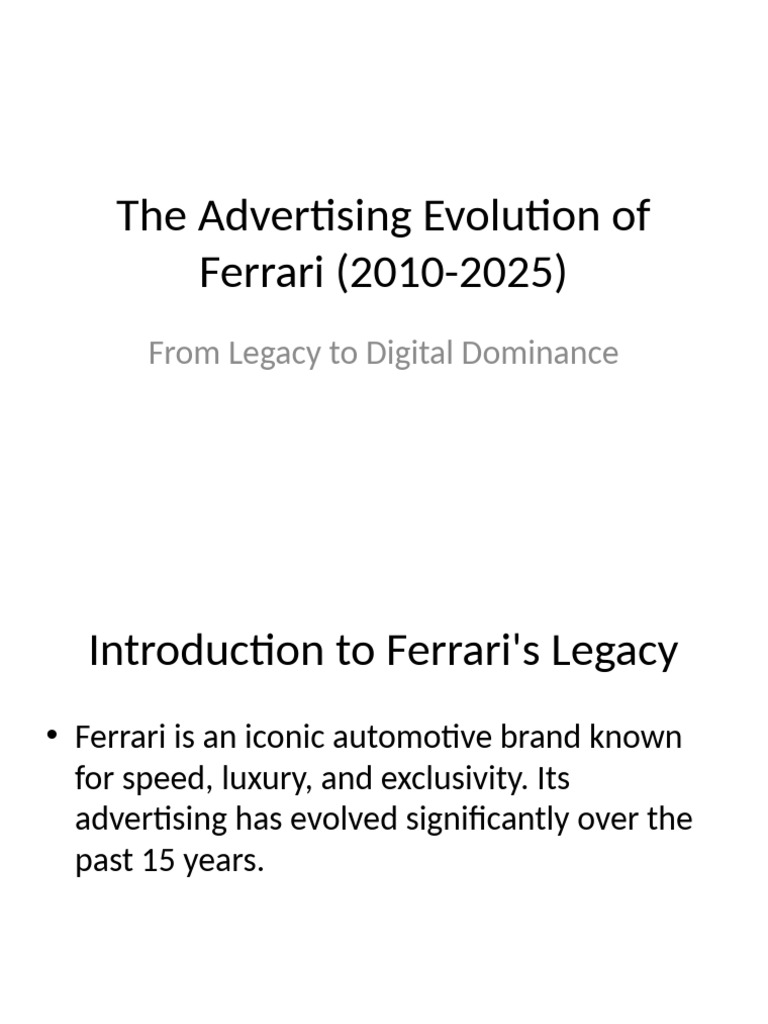 Ferrari Advertising Evolution | PDF