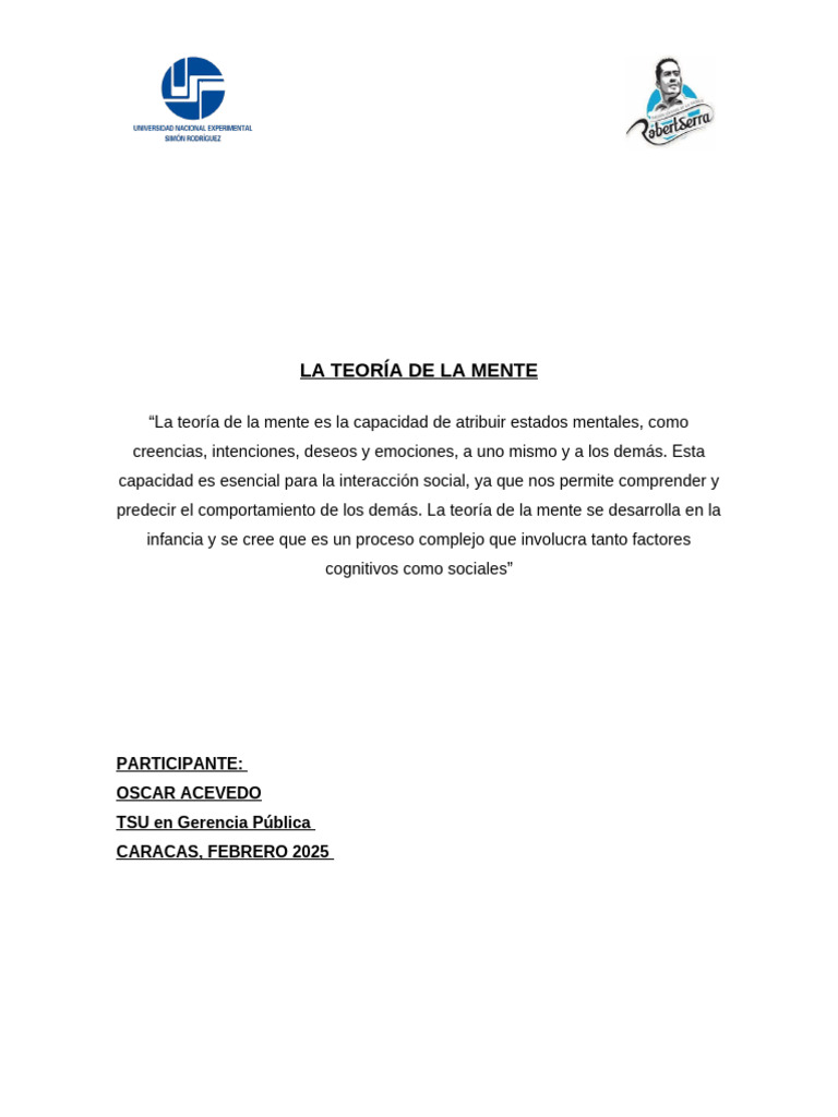 La Teoría de La Mente-2 | PDF | Teoria de la mente | Mente