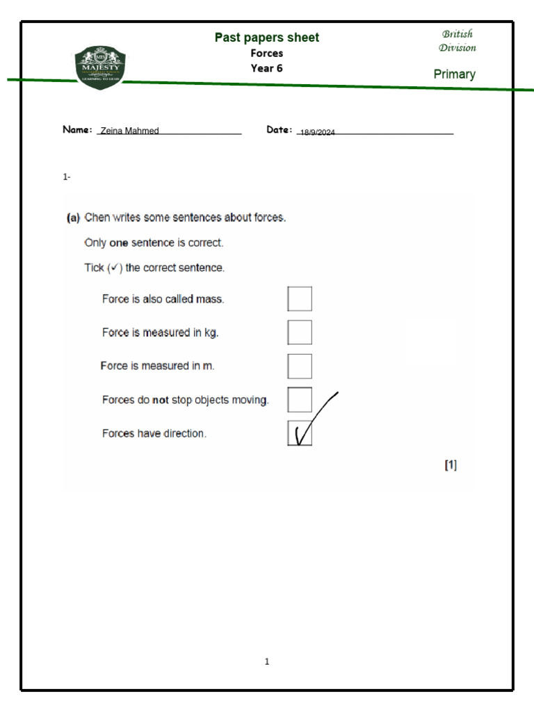 Forces P.P Sheet | PDF