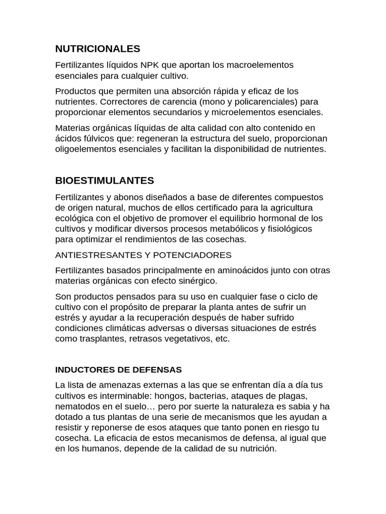 Nutricionales para La Pagina Web Monotech | PDF | Fertilizante | Agricultura