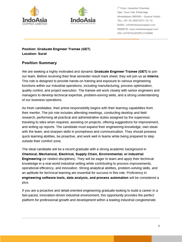 JD - Graduate Engineer Trainee | PDF | Engineering | Learning