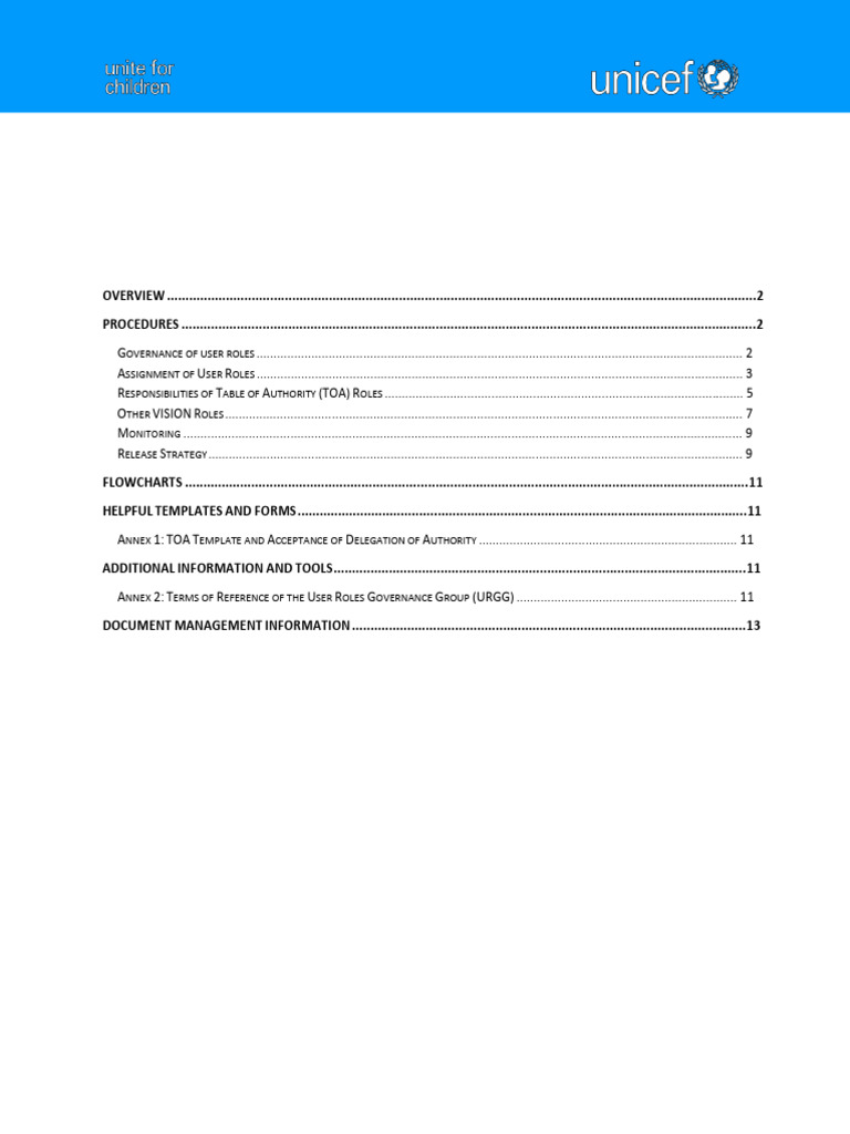 UNICEF VISION User Roles Governance | PDF | Cheque | Receipt