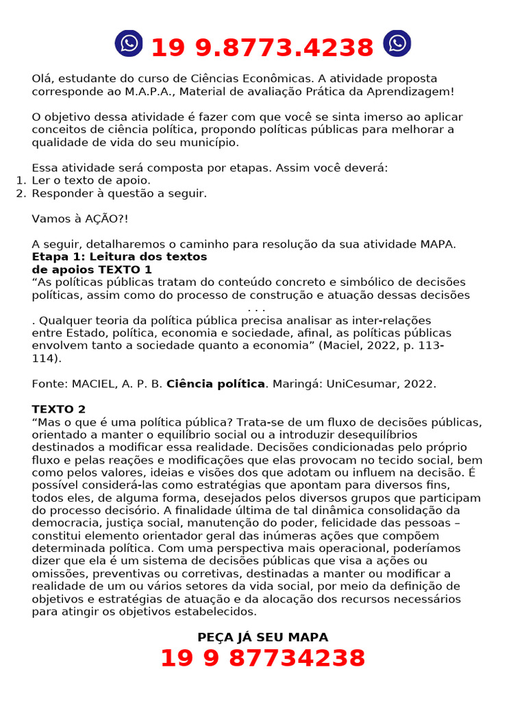 MAPA - ECO - CIÊNCIA POLÍTICA - 51_2025 Olá, Estudante Do Curso de Ciências Econômicas. a ...