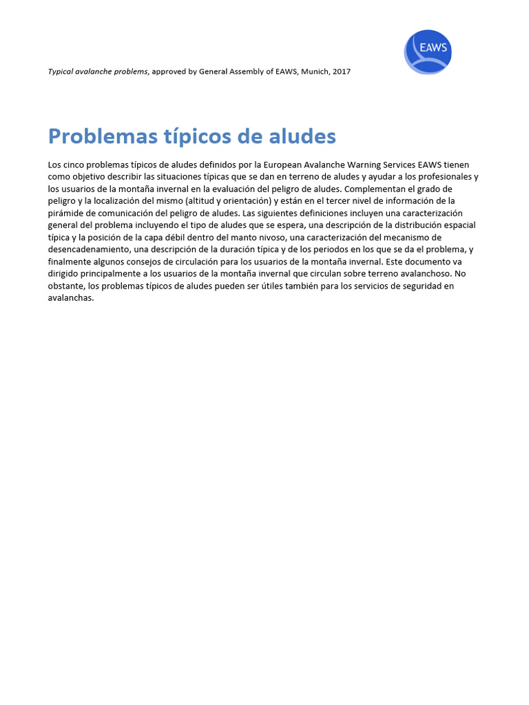 Problemas Típicos de Aludes en Montaña | PDF | Nieve