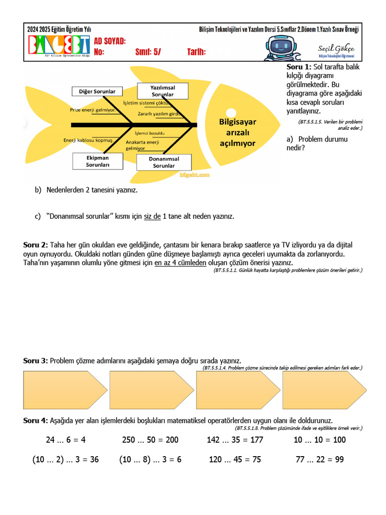 d2 s2 5sinif Ornek Sinav | PDF