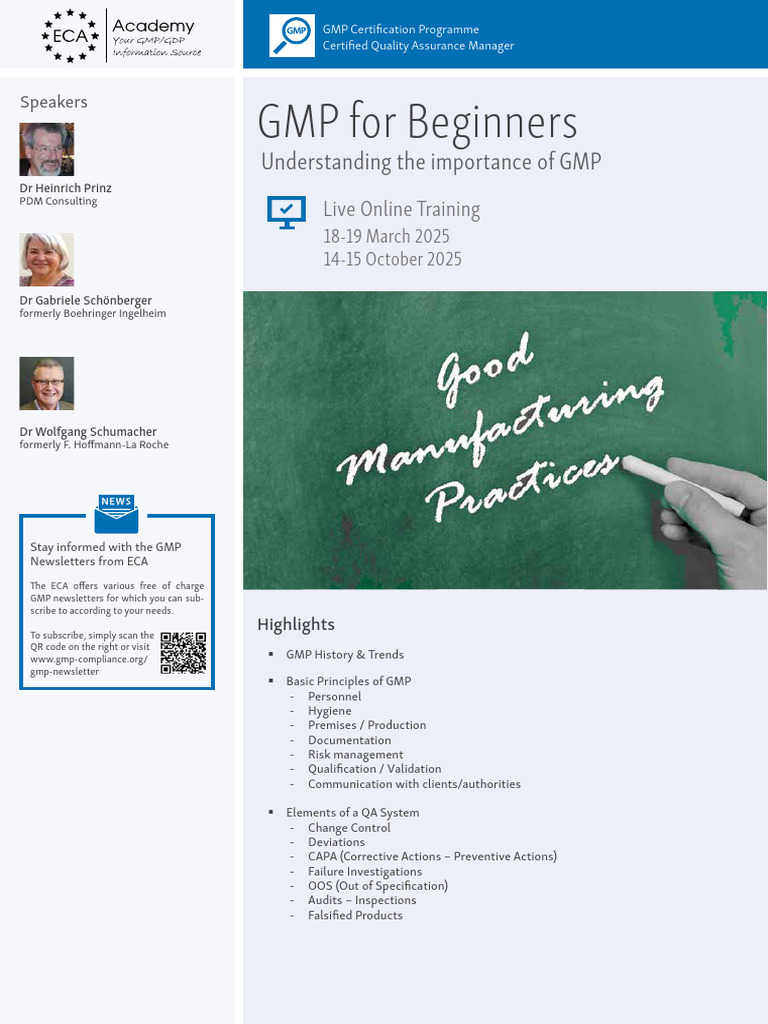 GMP Basics: Live Online Training 2025 | PDF | Service Industries | Quality