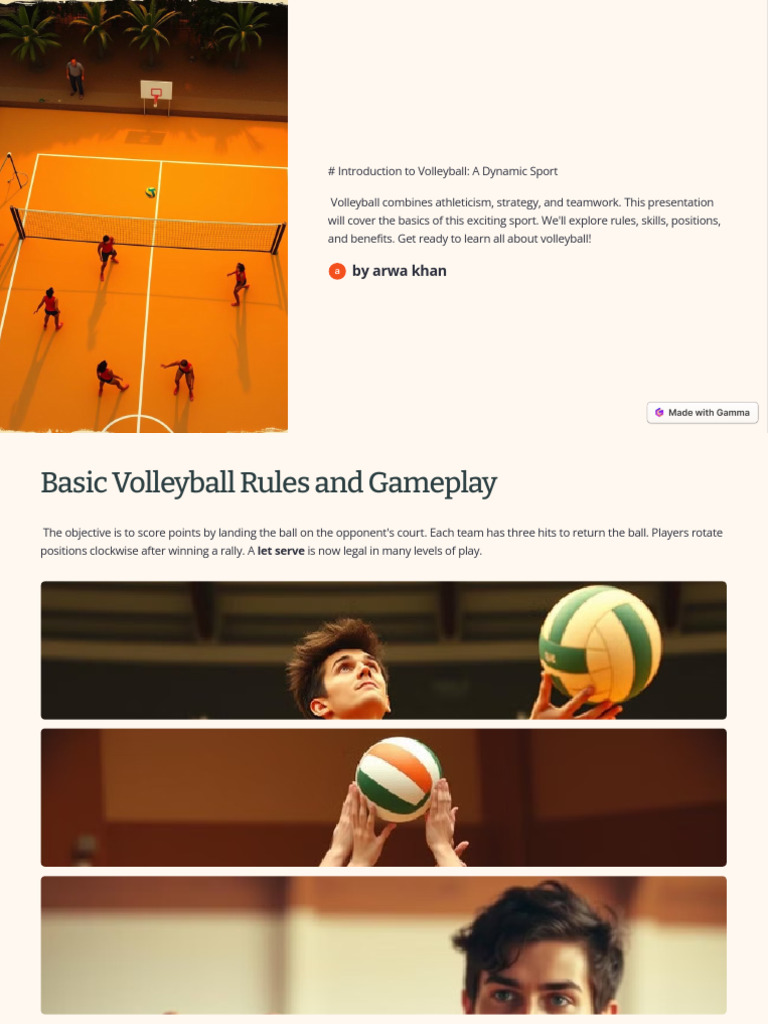 Introduction To Volleyball A Dynamic Sport | PDF