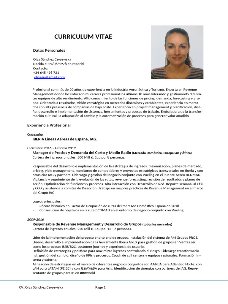 CV 2019 Es | PDF | Business | Negocios económicos