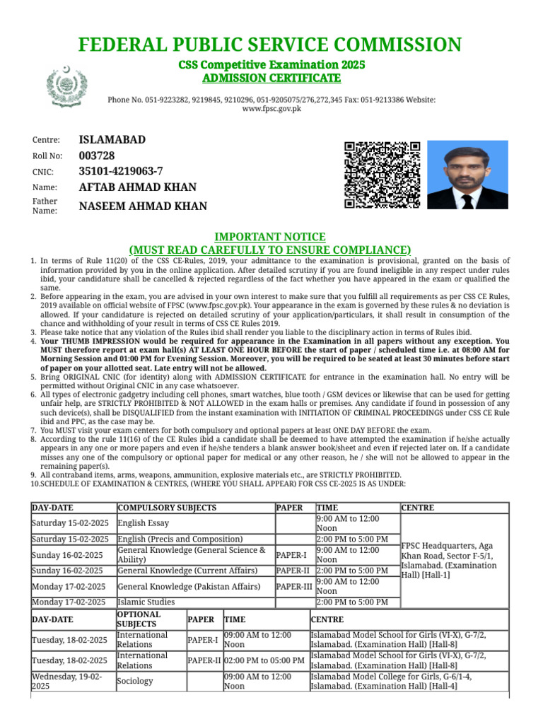 Online - Fpsc.gov - PK FPSC Css Reports Css Ac Detail 2025 P.PHP | PDF ...