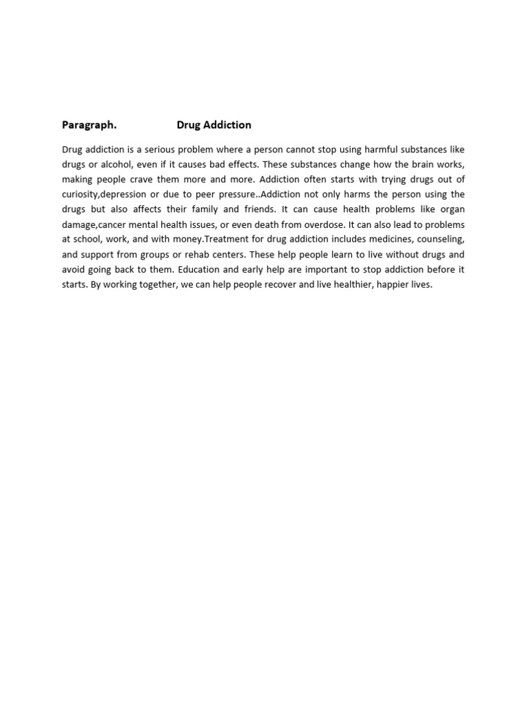 Drug Addiction Paragraph | PDF