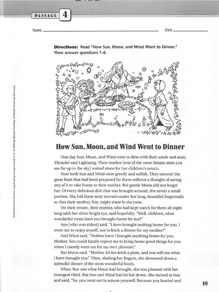4 How Sun, Moon, and Wind Went To Dinner | PDF