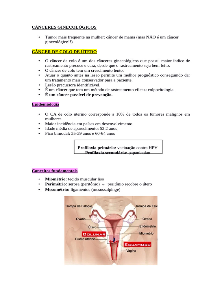 Câncer de Colo Uterino: Prevenção e Diagnóstico | PDF | Câncer cervical ...