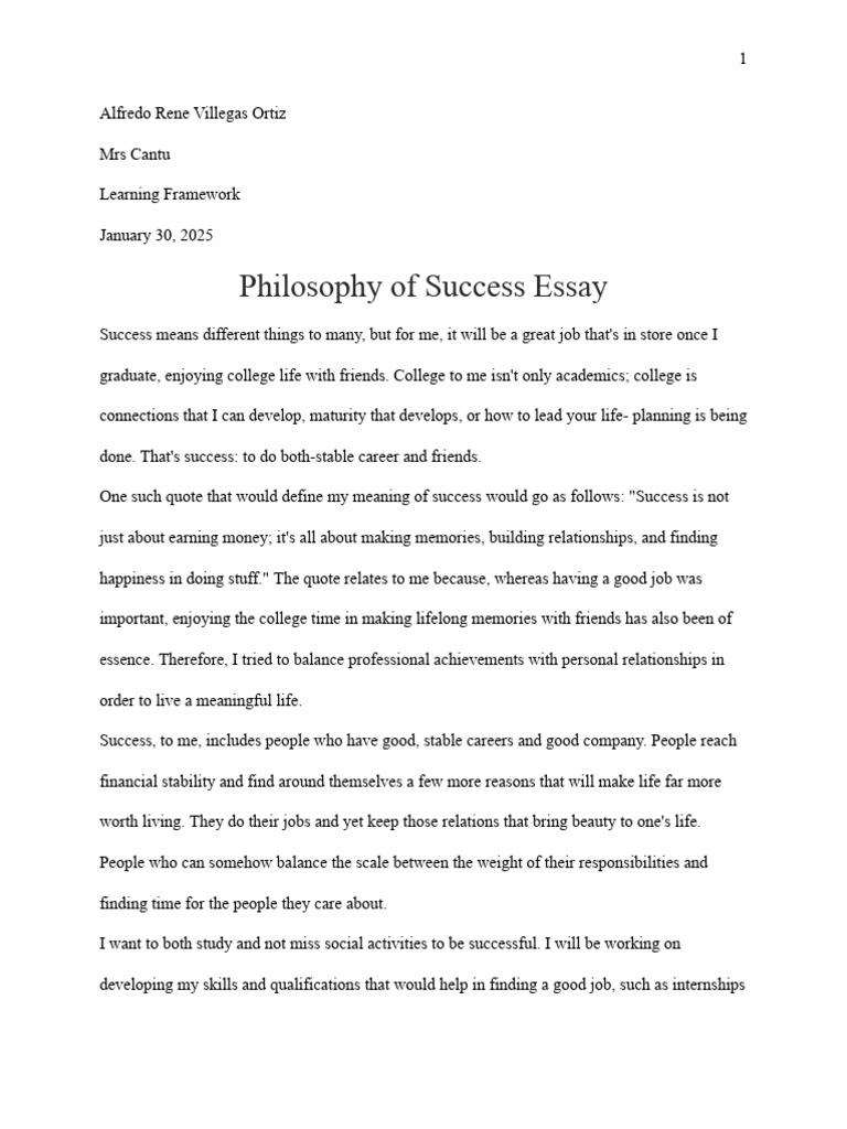 Philosophy of Success Essay | PDF | Psychology | Social Psychology