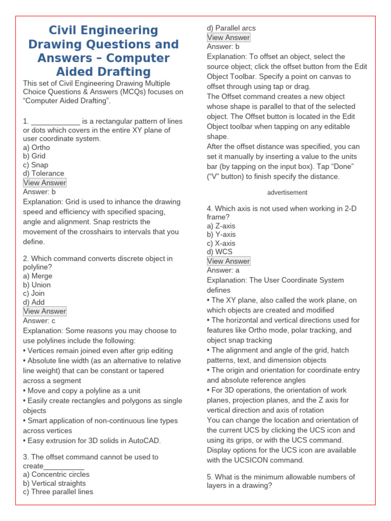 Civil Engineering Drawing Questions and Answers | PDF | Geometry | Euclidean Geometry