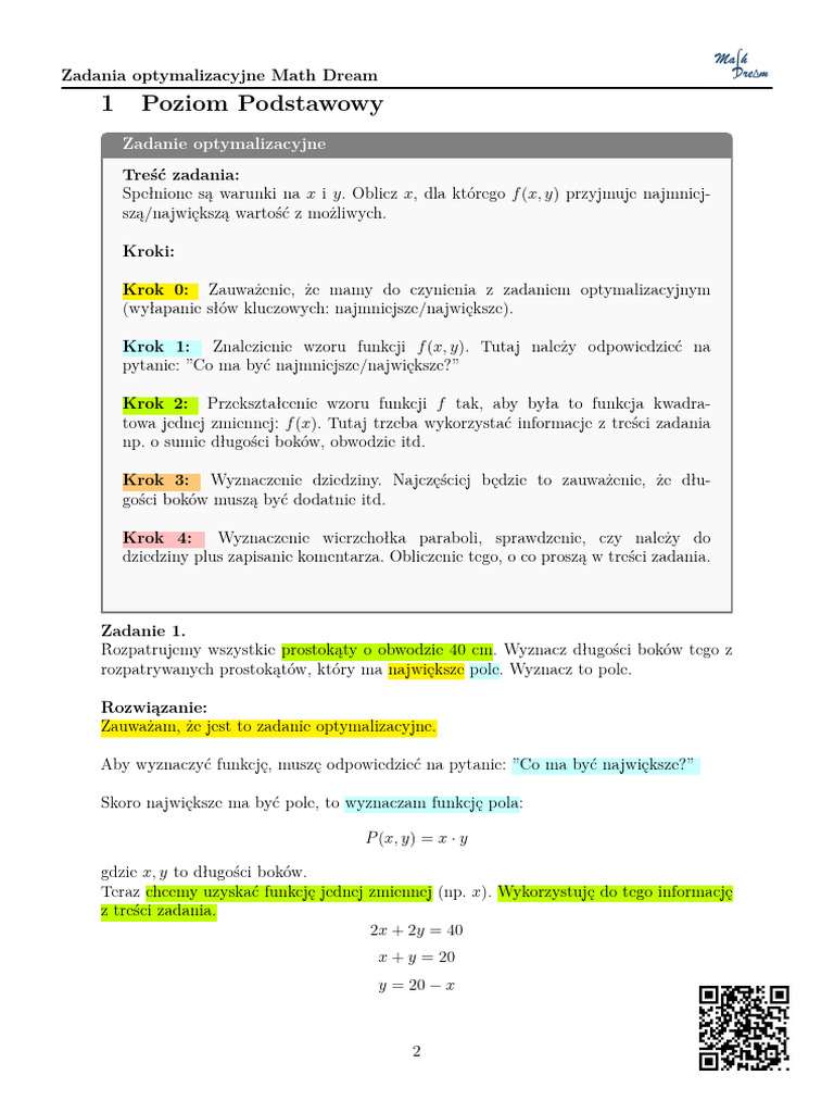 Zadania Optymalizacyjne Poziom Podstawowy | PDF