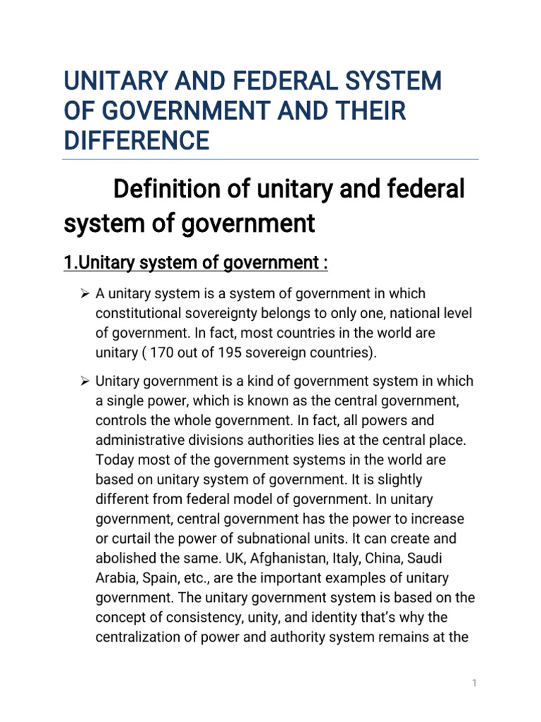 Unitary and Fed | PDF