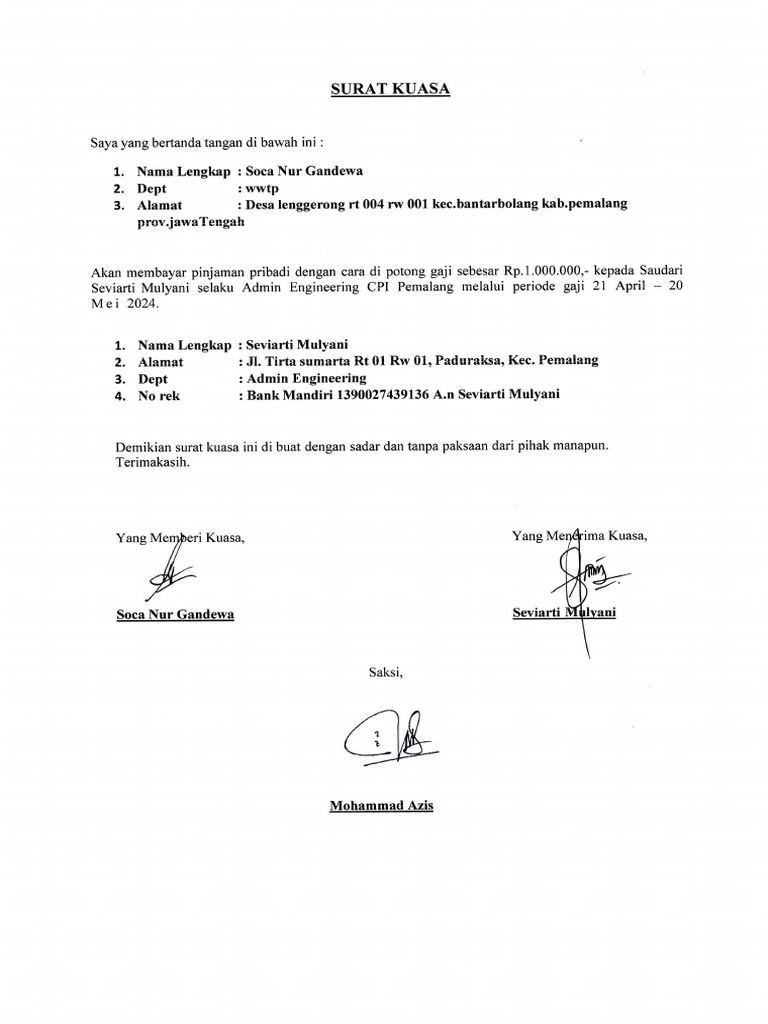 Surat Kuasa 2 - Mas Soca | PDF