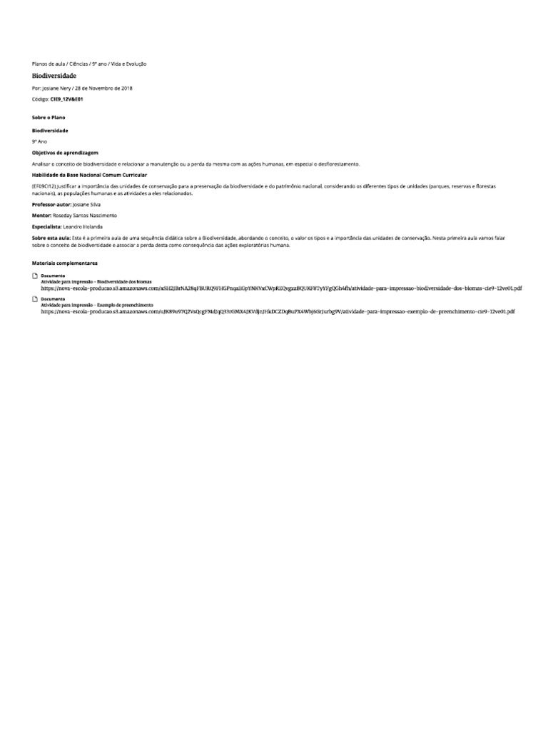 Plano de Aula Cie9 12ve01 | PDF | Pasto | Geociências