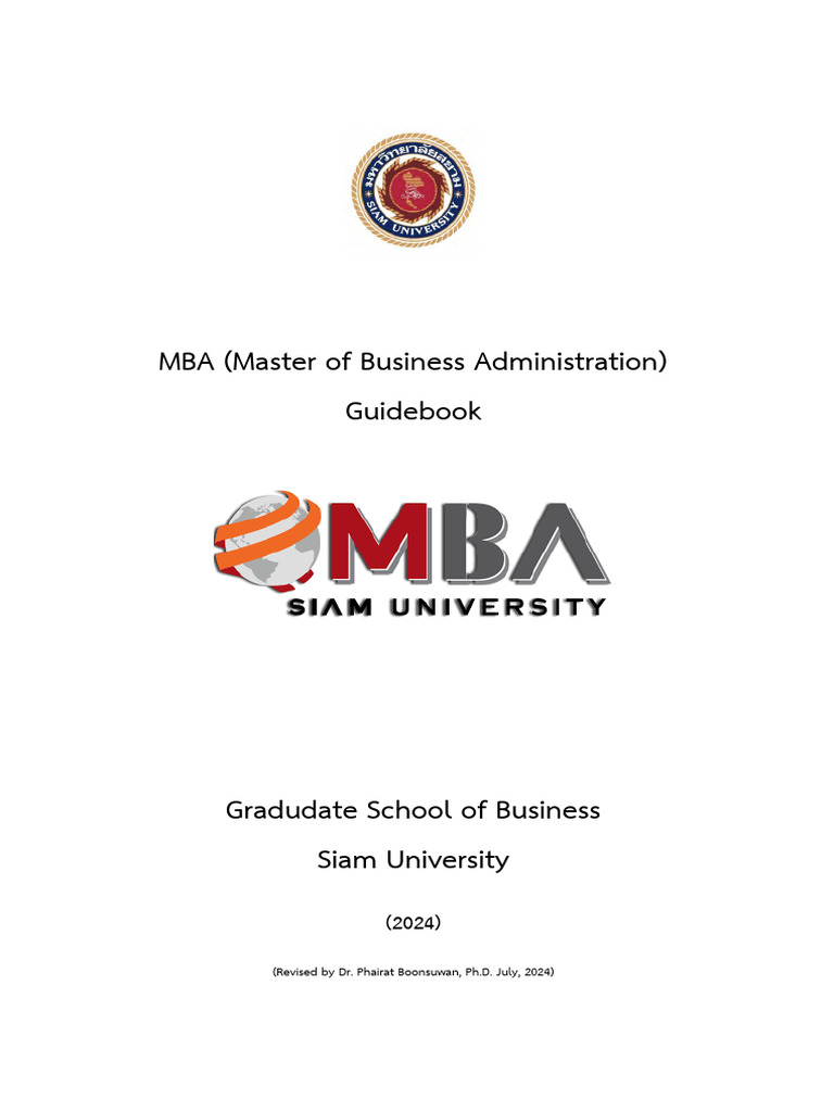 MBA Program Guidebook 2024 - Siam University | PDF | Thesis | Master Of ...