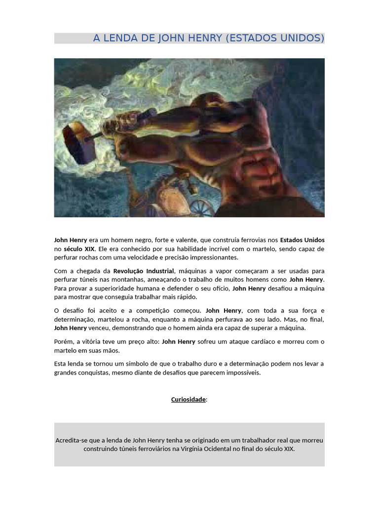 A Lenda de John Henry | PDF | Os Estados Unidos