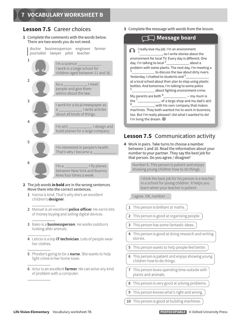 Career Choices Vocabulary Worksheet | PDF