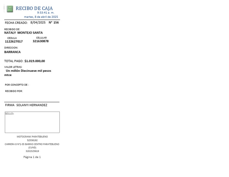 Recibos de Caja Tirilla 08 | PDF