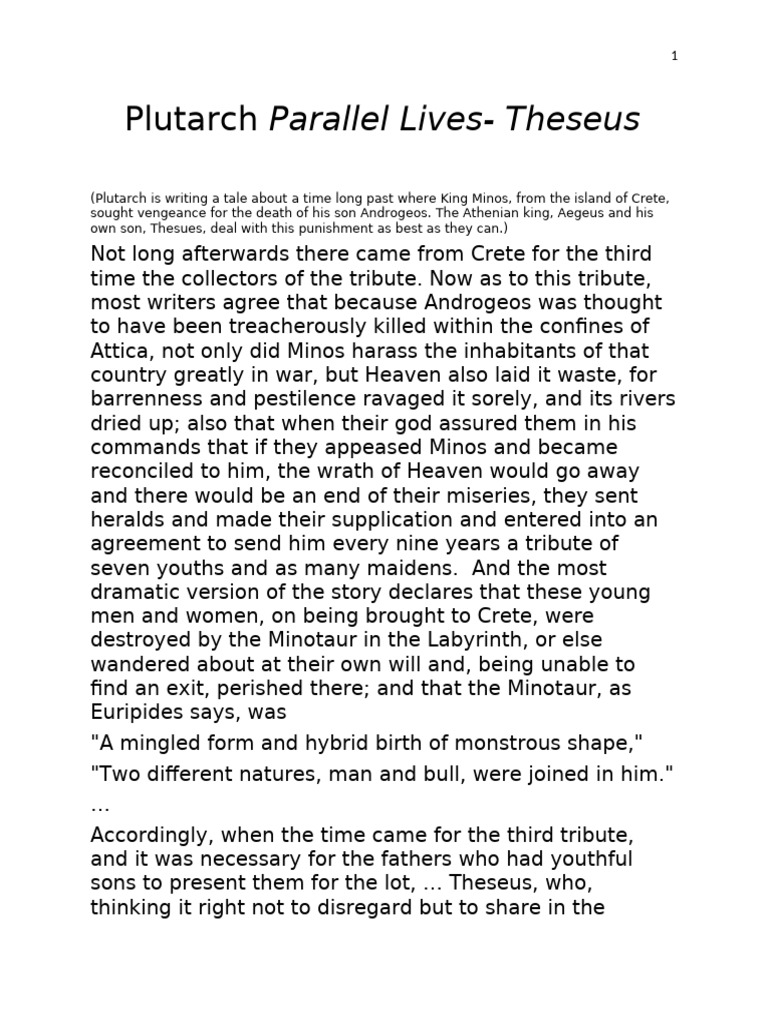 Plutarch Theseus | PDF | Theseus | Minotaur