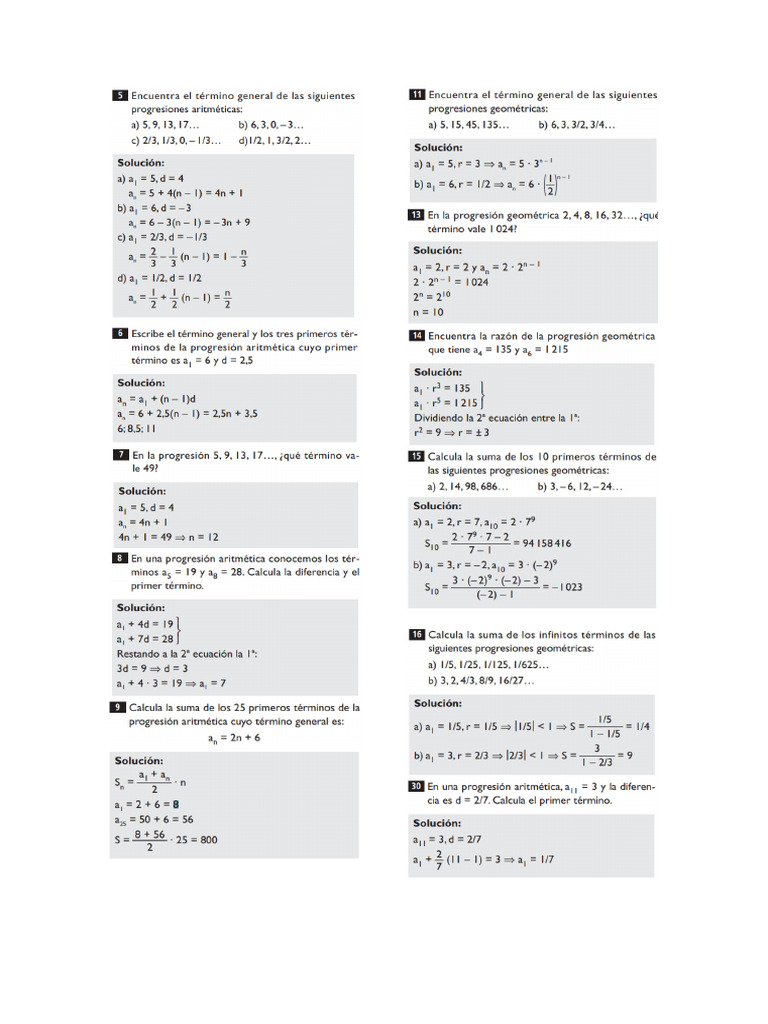 Ejercicios de Repaso de Progresiones | PDF