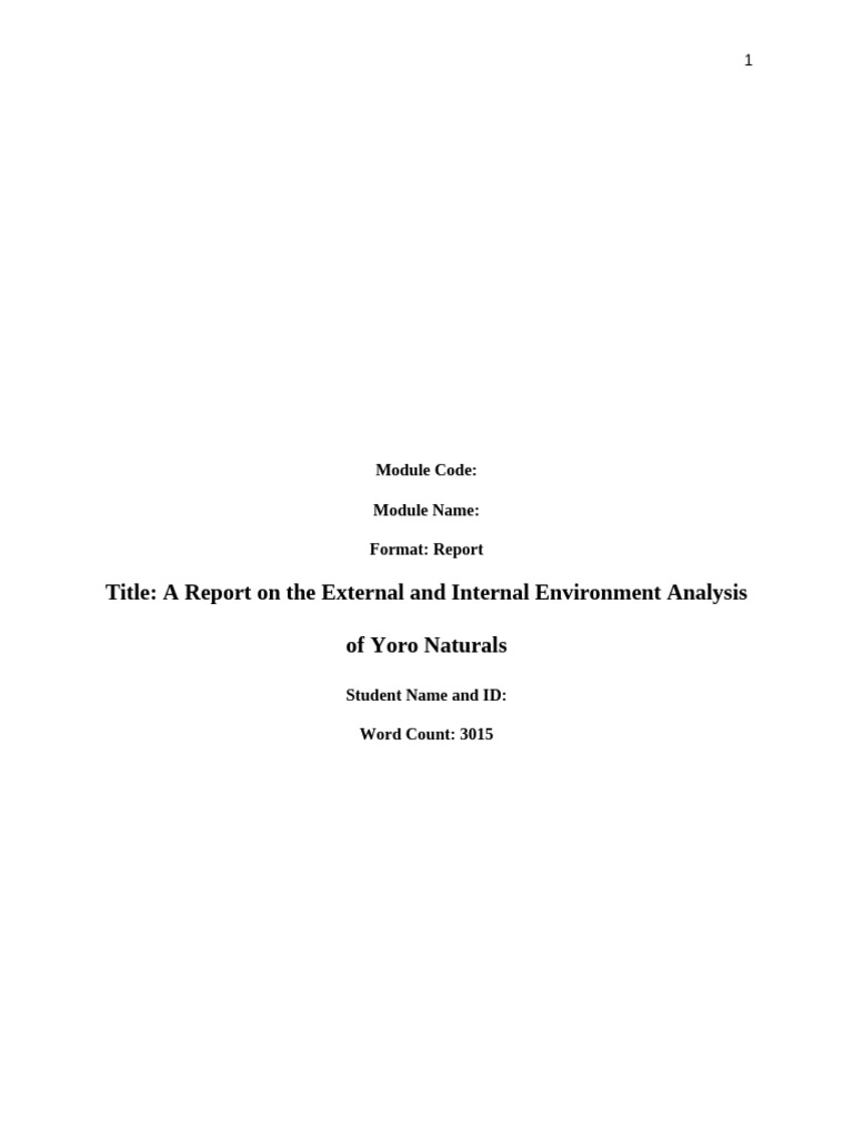 Yoro Naturals: Environmental Analysis Report | PDF | Dermatitis | North ...