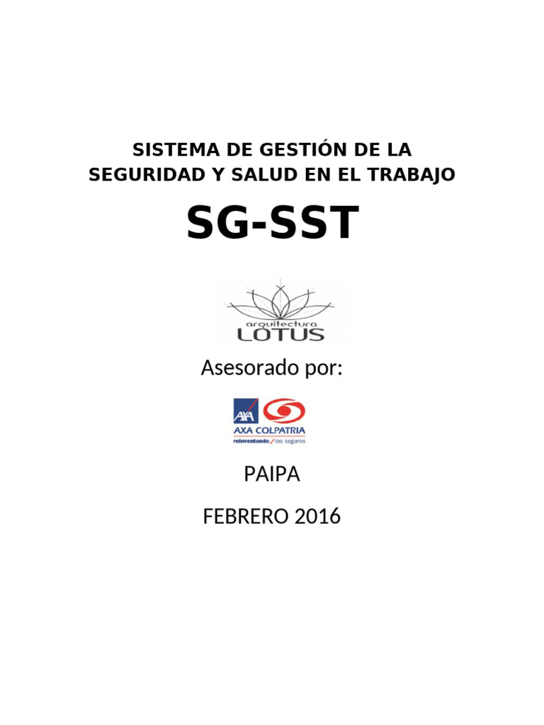 Plantilla SG-SST Lotus | PDF | Seguridad y salud ocupacional | Riesgo