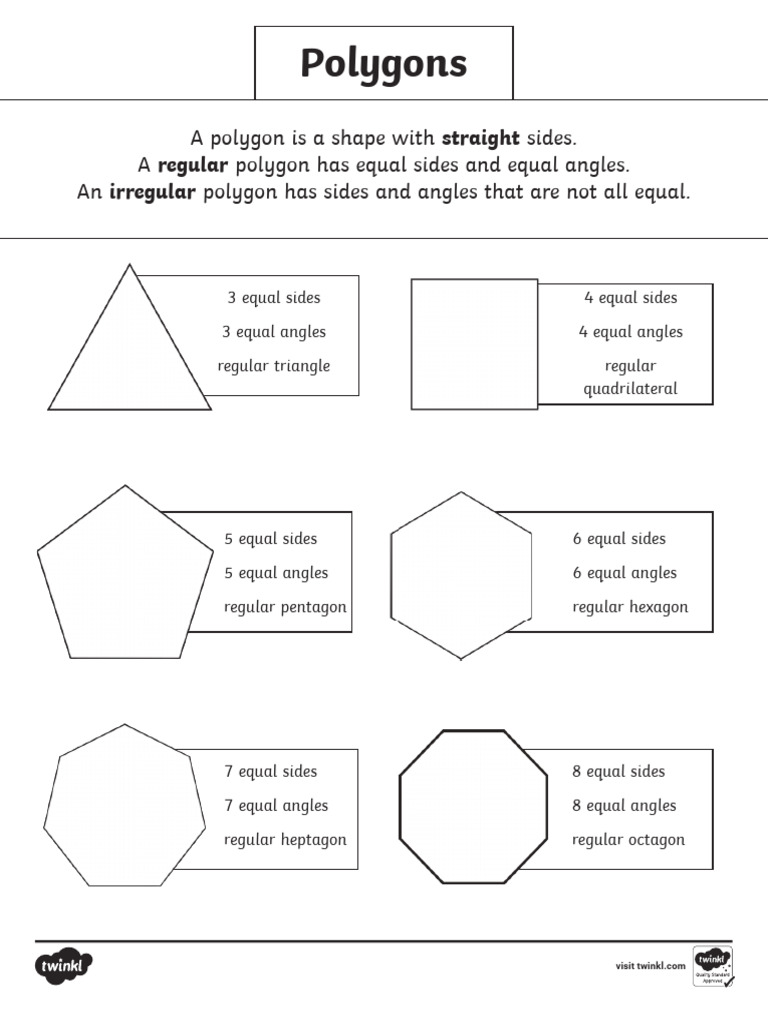 Properties of Polygons Poster Black and White | PDF