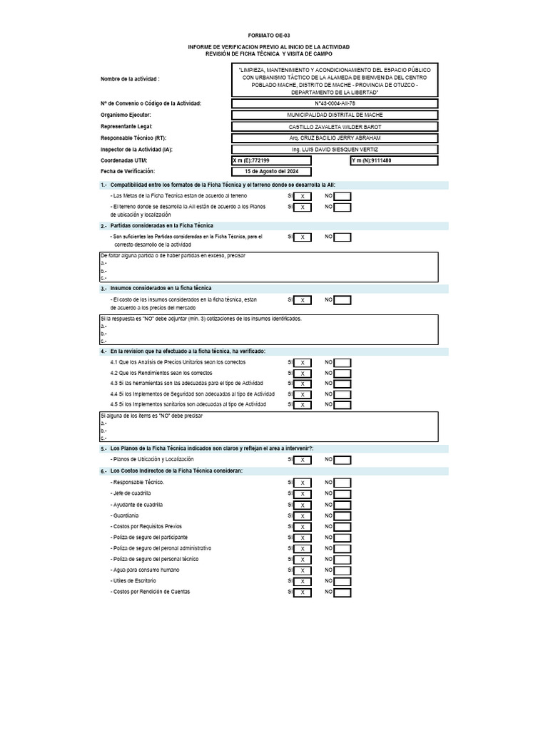 FORMATOS OE-03 | PDF