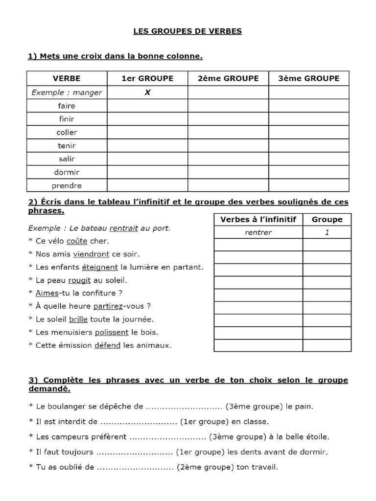 Les Groupes de Verbes | PDF