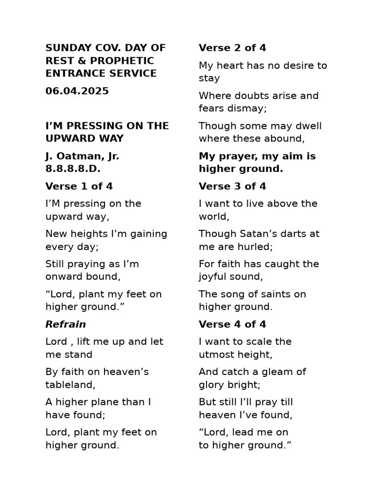Higher Ground Hymn Lyrics | PDF