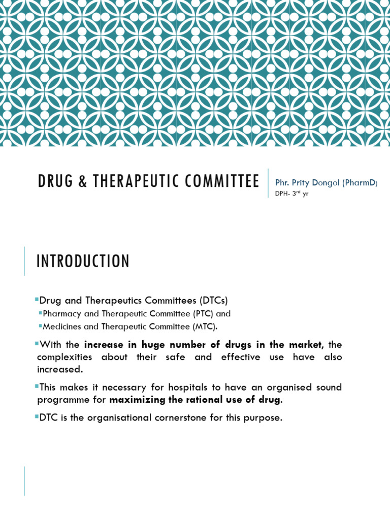 Drug and Therapeutic Committee Overview | PDF | Pharmacy | Medical Error